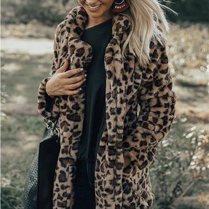 Jackets & Coats | Women Leopard Plush Animal Print Jacket Coat | Poshmark